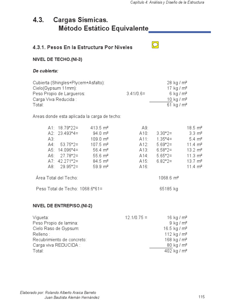 Estructura Metálica Cargas Sismicas y de Viento Metodo Estatico Equivalente | PDF | Mecánica ...