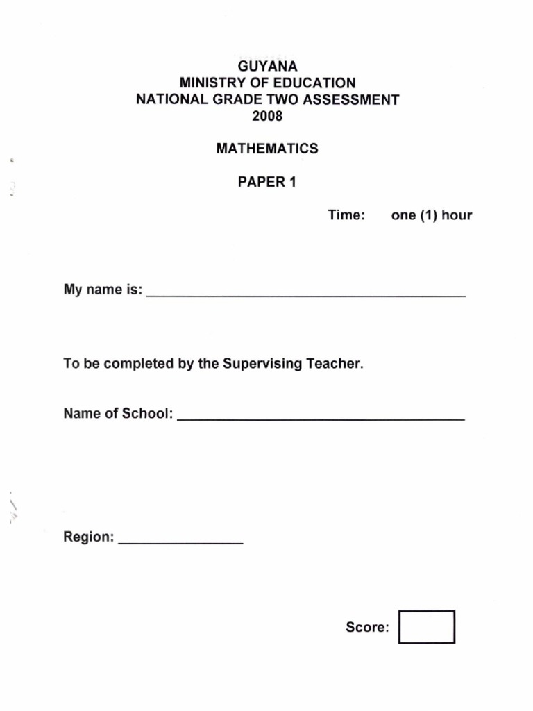 National Grade 2 Assessment - 2008 - Mathematics P1 PDF | PDF ...