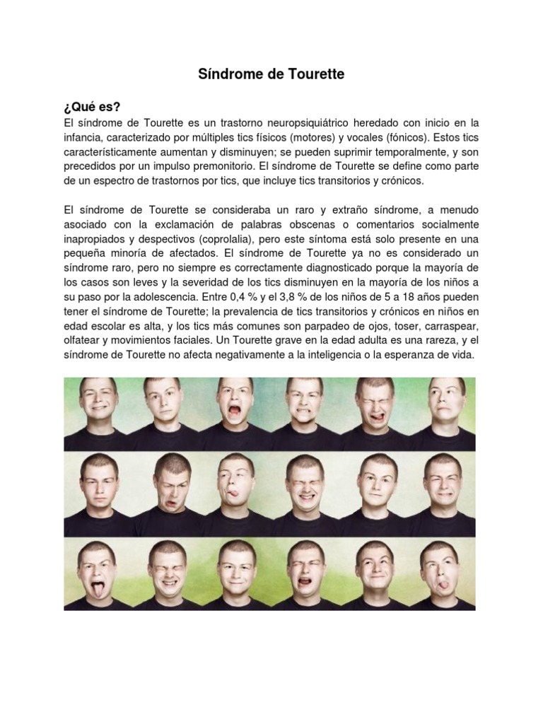 Síndrome de Tourette | PDF | Síndrome de Tourette | Diagnóstico psiquiátrico