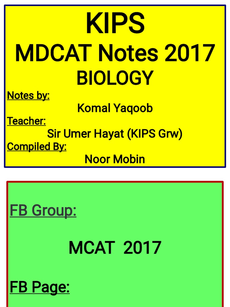 MDCAT Biology Notes by Komal Yaqoob | PDF