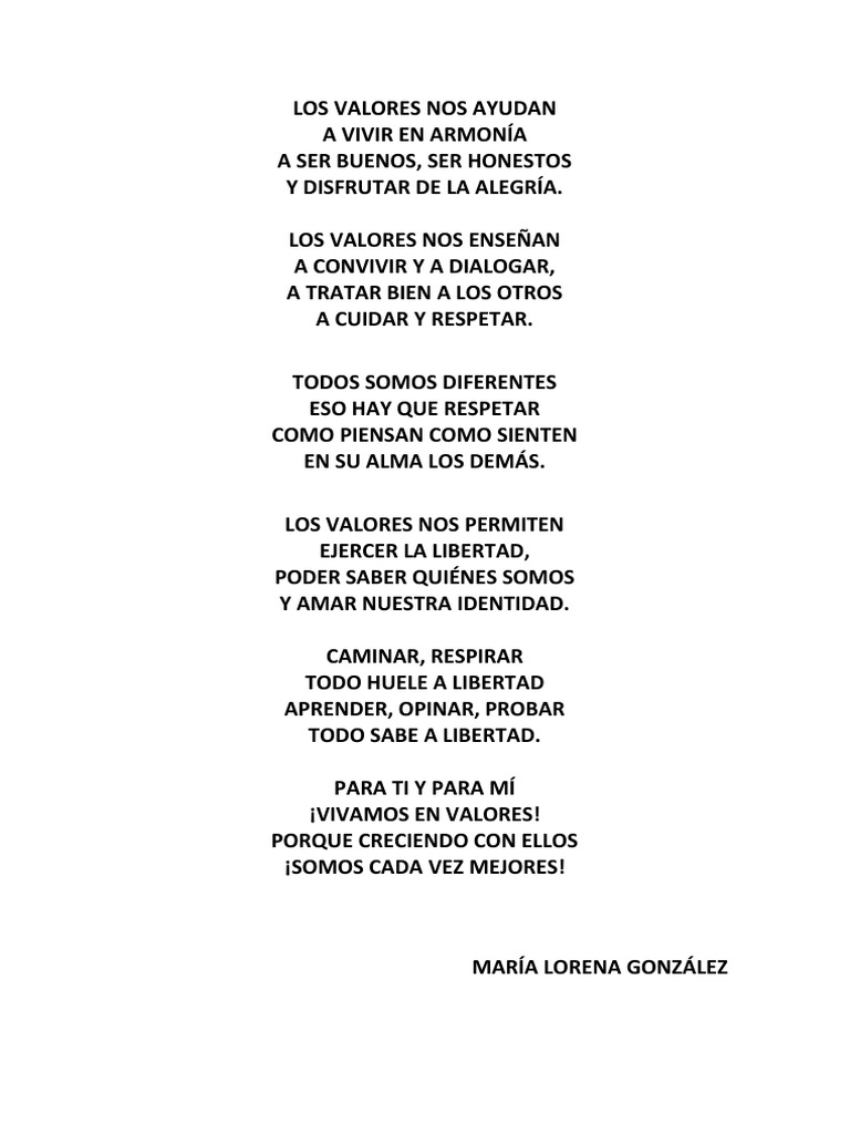 Poesía sobre los valores humanos | PDF