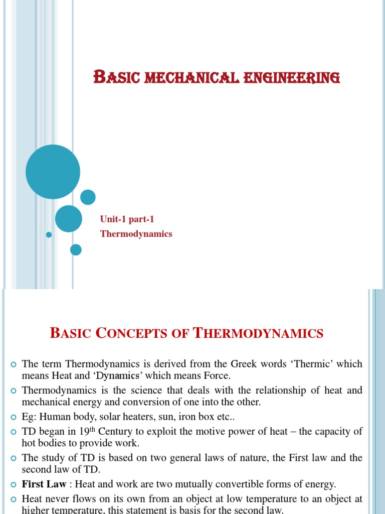 Asic Mechanical Engineering: Unit-1 Part-1 Thermodynamics | PDF ...