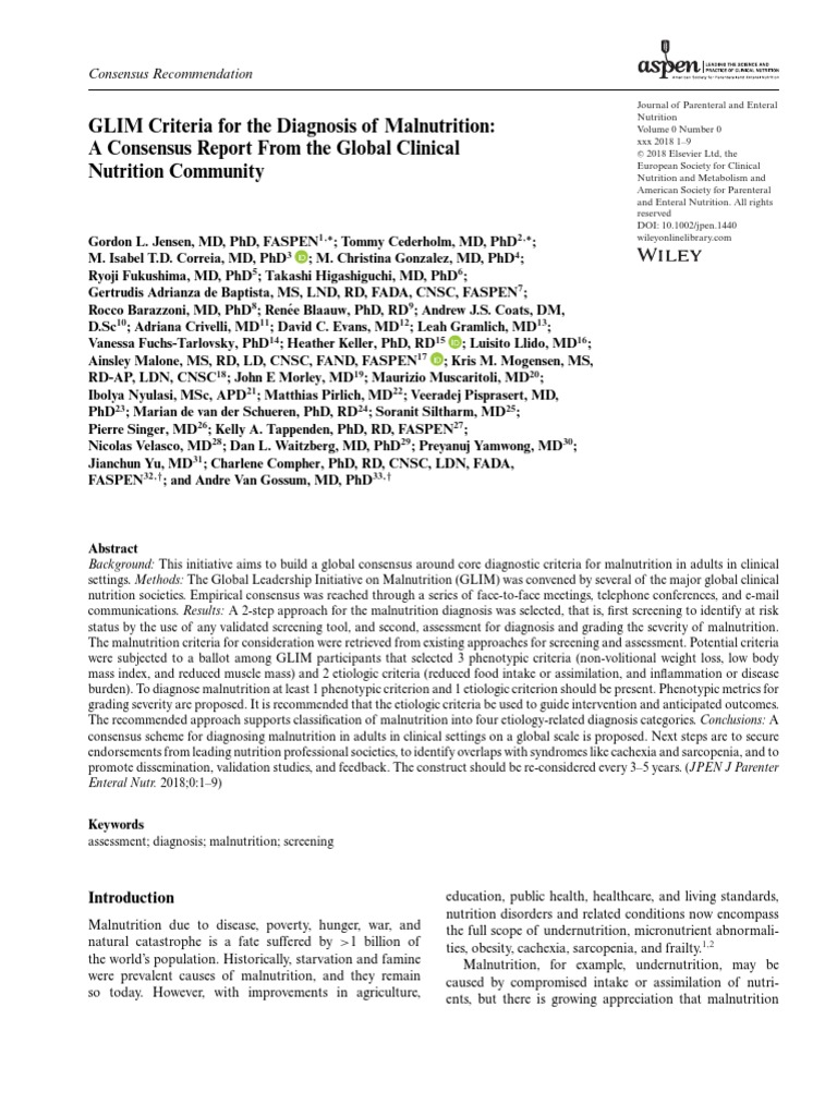 GLIM Malnutrition Criteria | PDF | Malnutrition | Body Mass Index