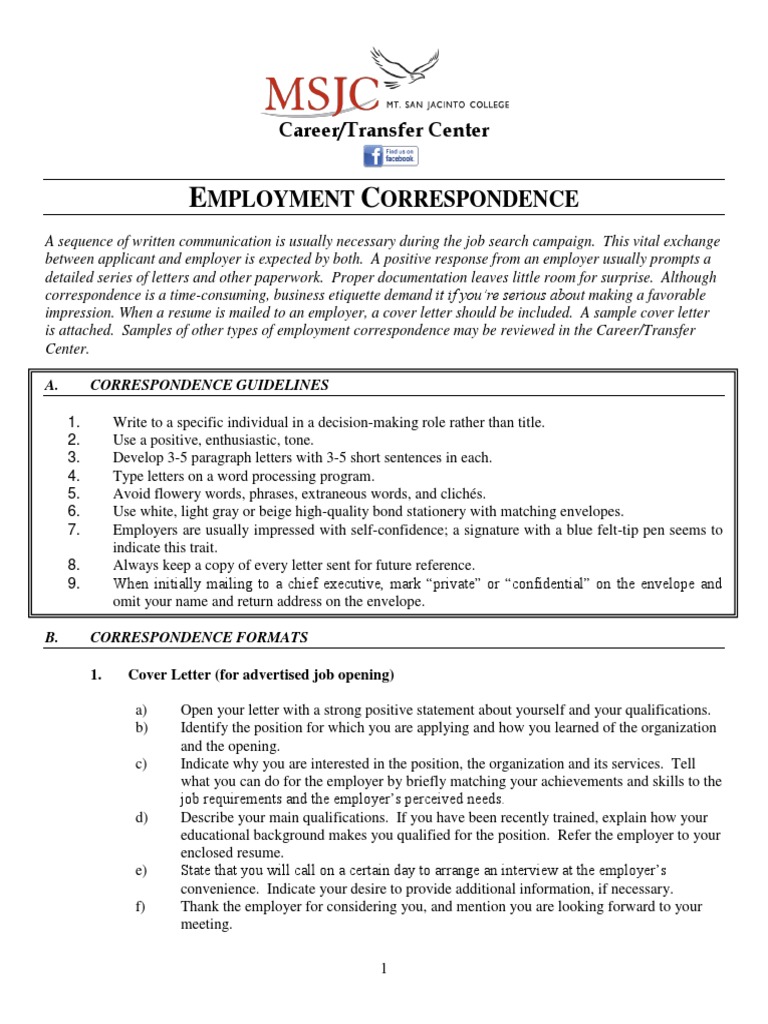 Employment Correspondence Guidelines | PDF | Employment | Business