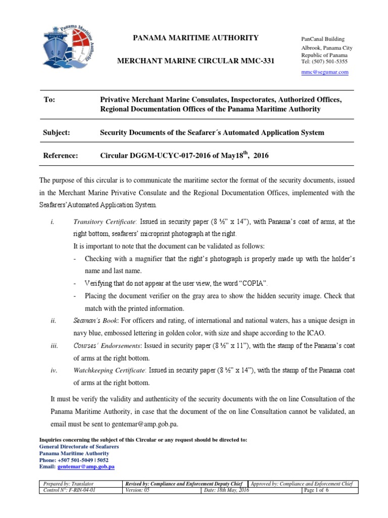 Circular Panama 331 | PDF | Merchant Navy | Computing