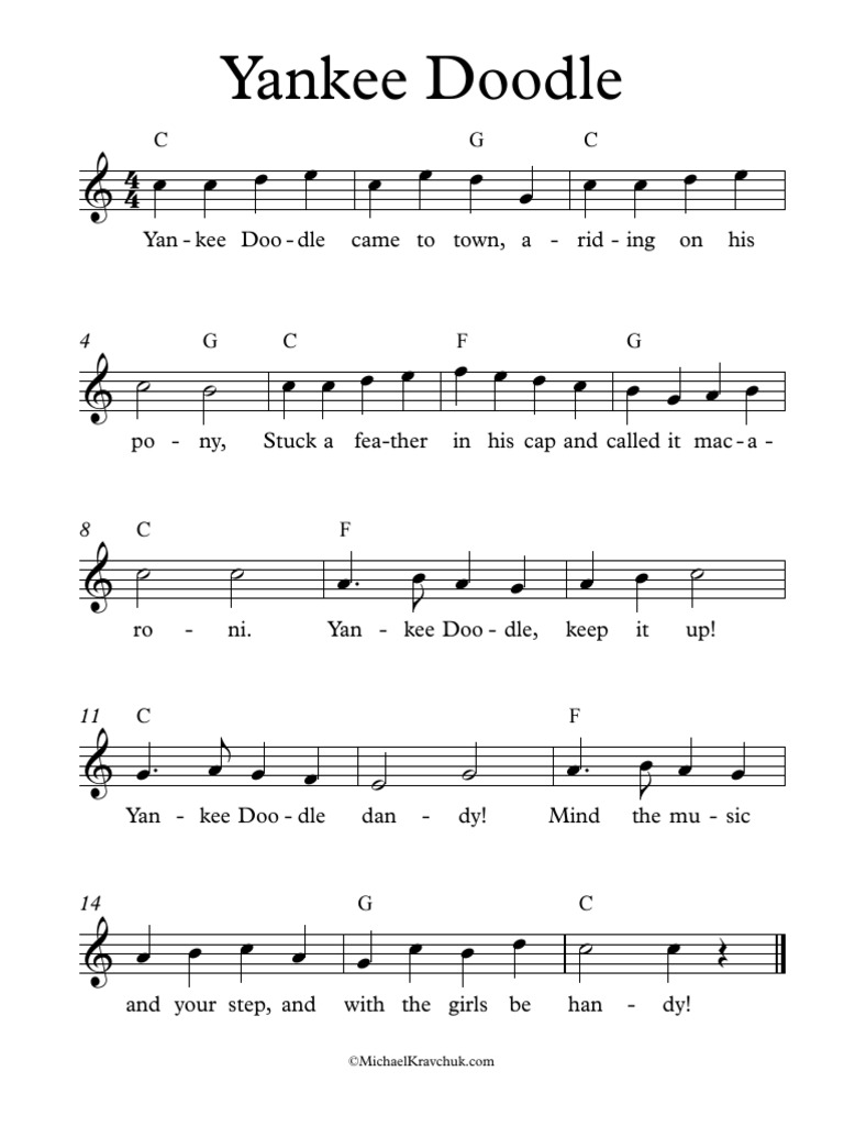 Yankee Doodle C Major | PDF