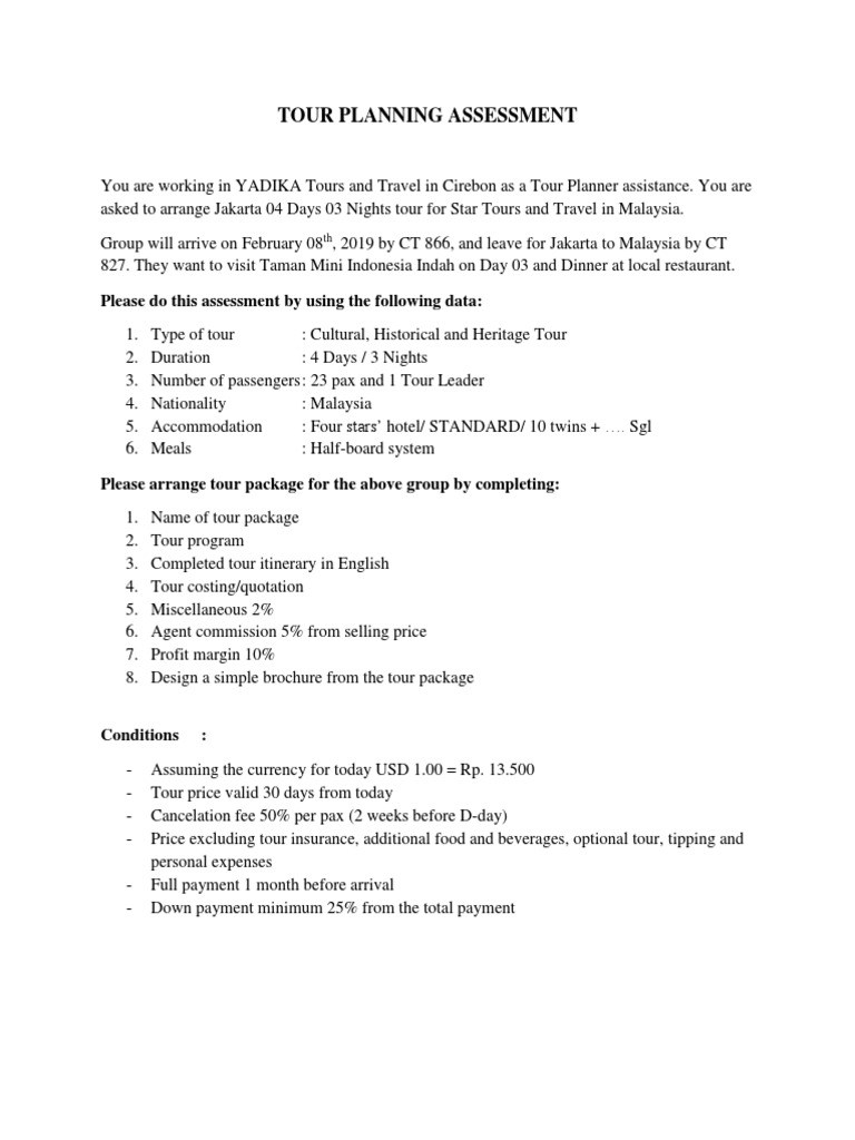 Jakarta Cultural Tour Package Planning | PDF | Bus | Meal
