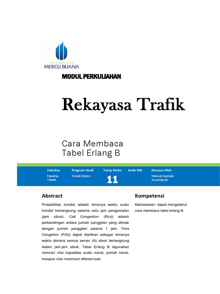 Makalah Modul 11-Cara Tabel Rumus Erlang B | PDF