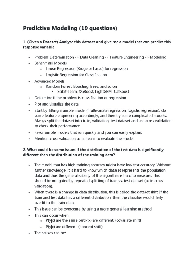 Predictive Modeling Questions and Answers | PDF | Receiver Operating Characteristic ...