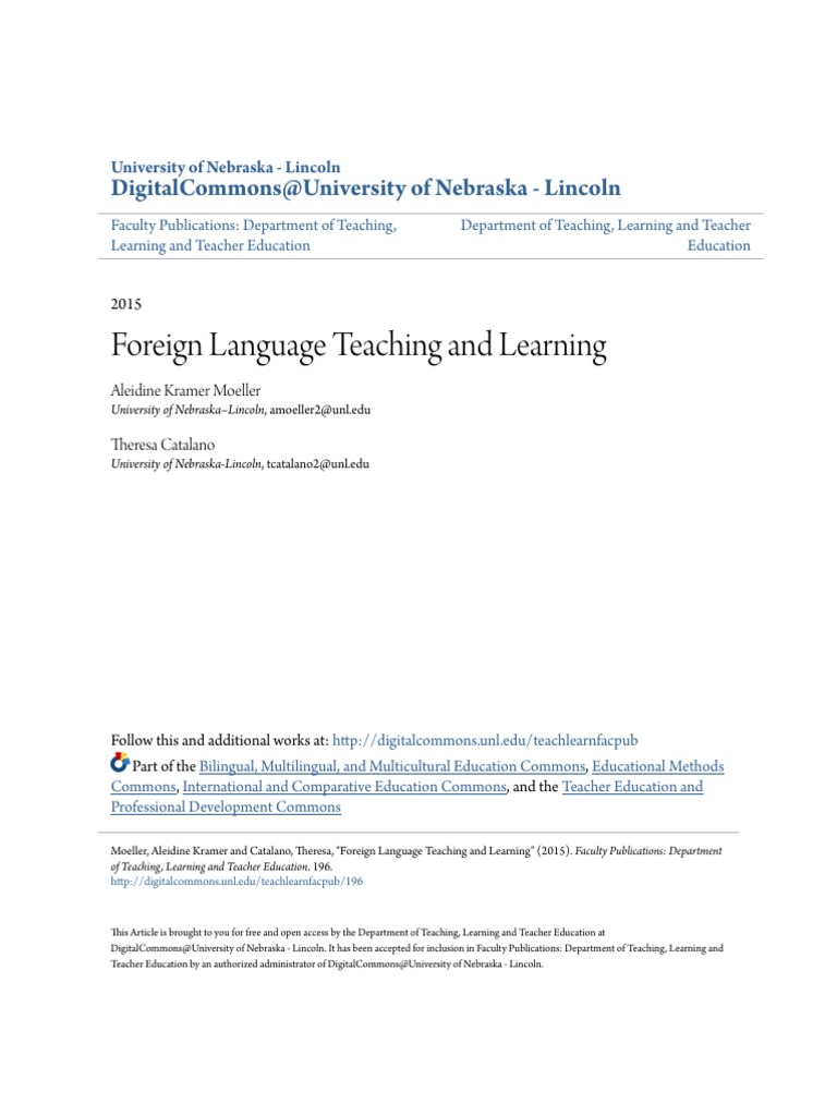 Foreign Language Teaching and Learning PDF | PDF | Second Language ...