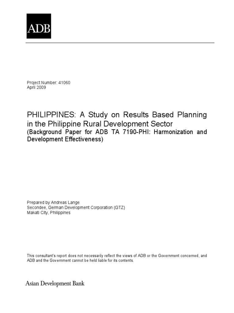 Results-Based Planning in Philippine Rural Development | PDF ...