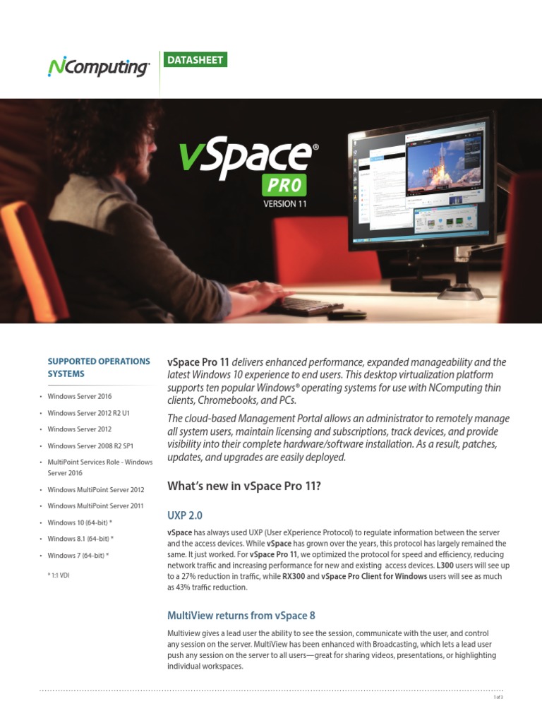Datasheet VSpace-Pro-11 (En) 377587 | PDF | Desktop Virtualization | Microsoft Windows