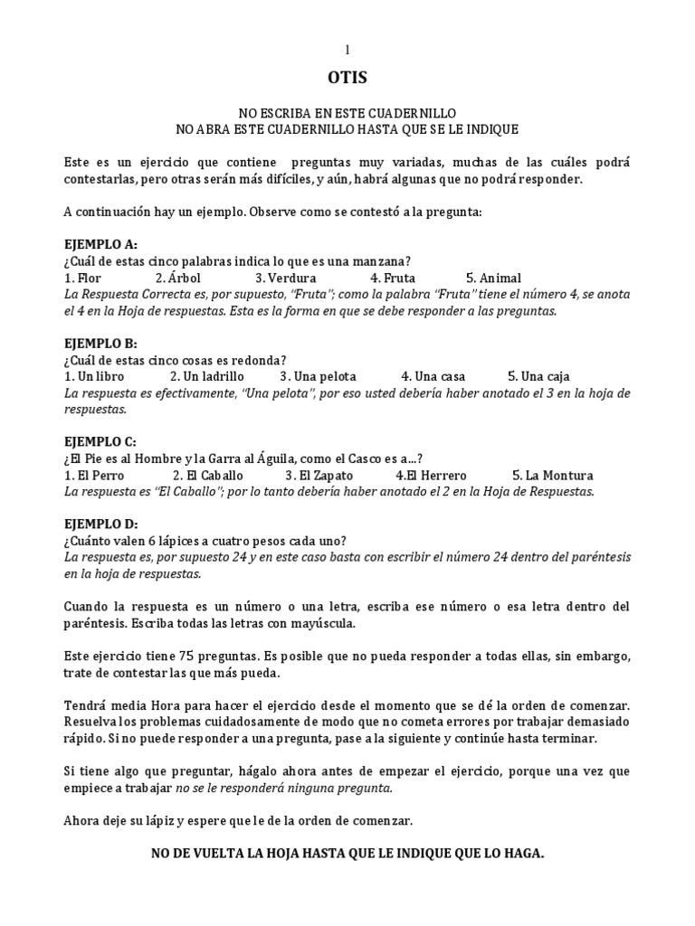 Test OTIS Completo | PDF | Naturaleza