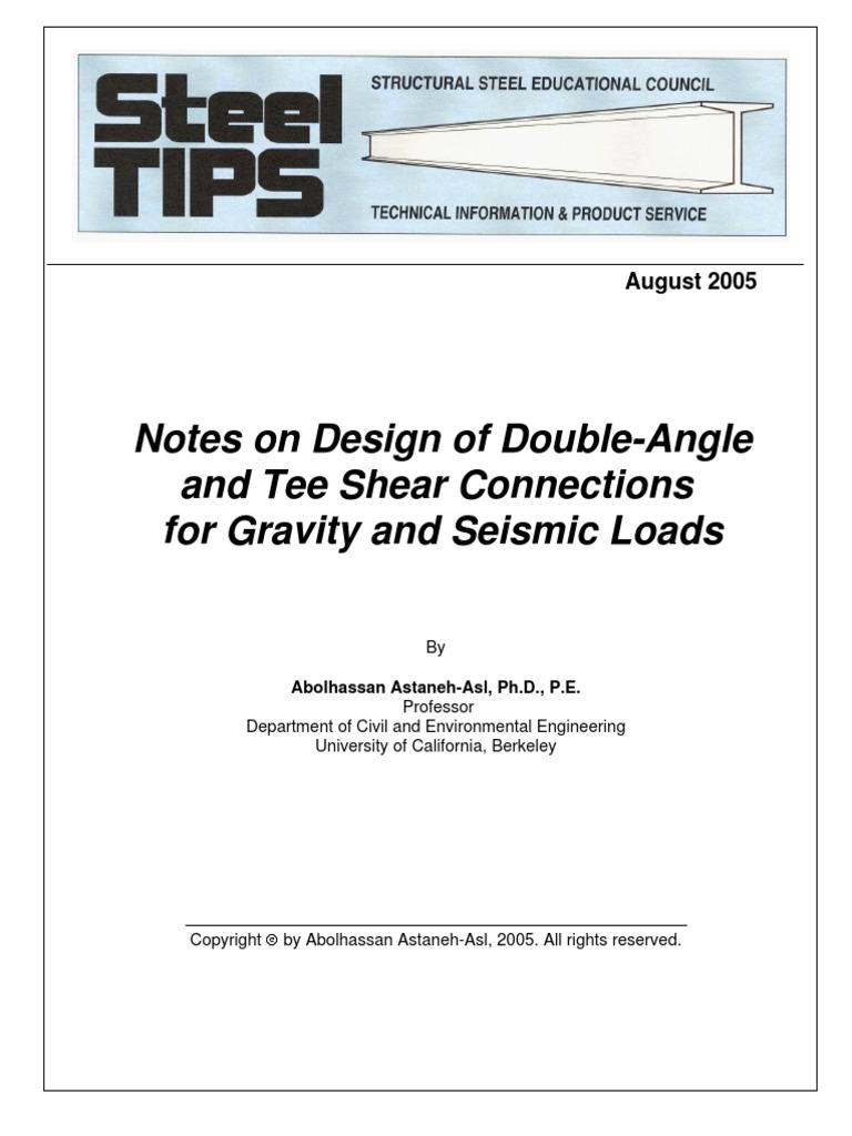 Double Angle Connections Bolted | PDF | Bending | Beam (Structure)