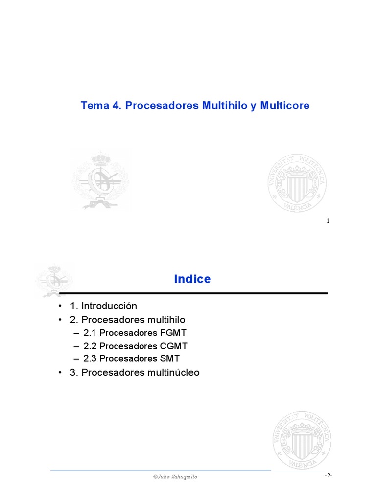 Tema 4 Procesadores Multihilo | PDF | Caché (Computación) | Unidad Central de procesamiento