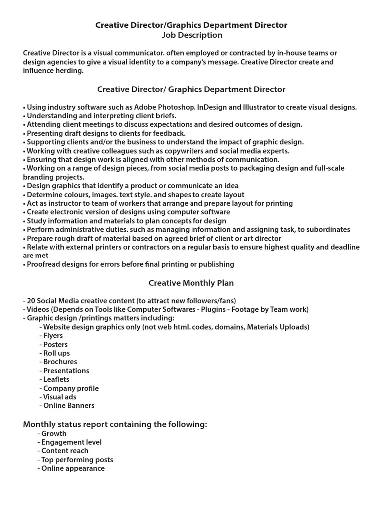 Creative Director Job Overview | PDF | Career & Growth | Business
