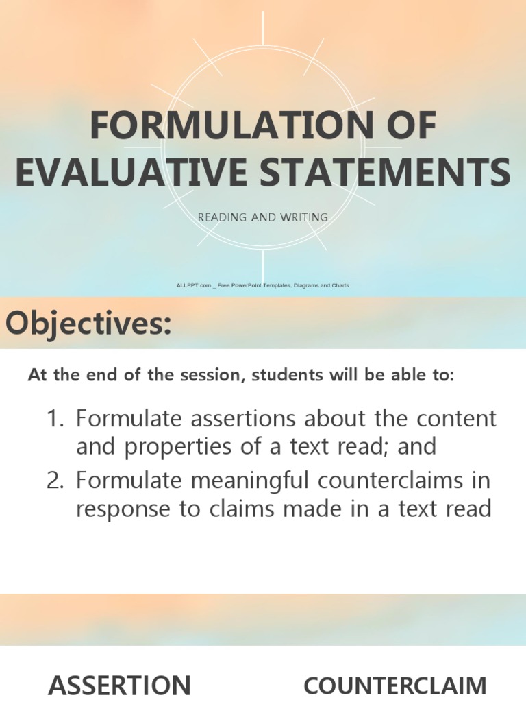 Formulation of Evaluative Statements | Opinion | Argument | Free 30-day ...