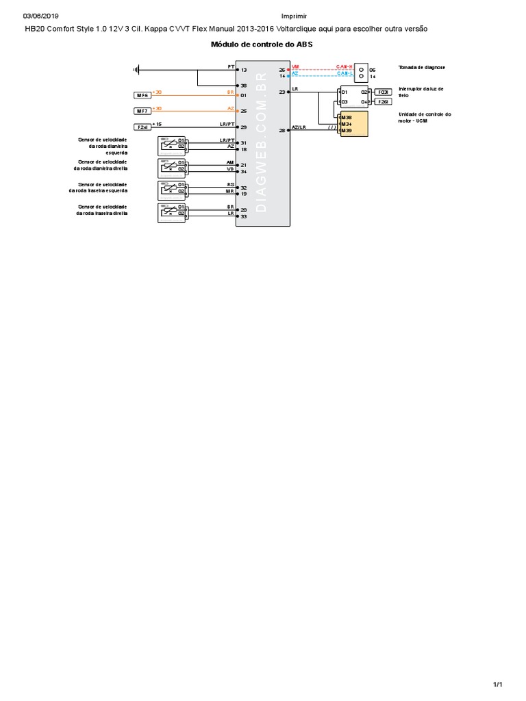 ABS Diagrama Elétrico Hb20 | PDF | Tecnologia de veículos | Veículos de ...