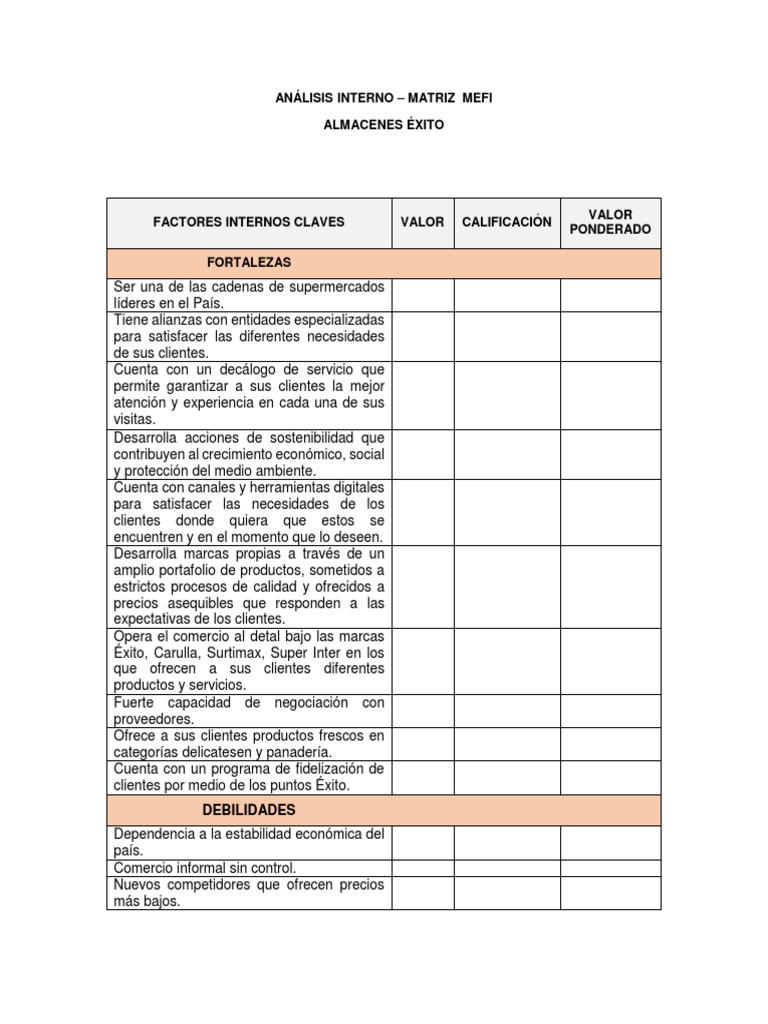 Analisis Interno Matriz MEFI | PDF