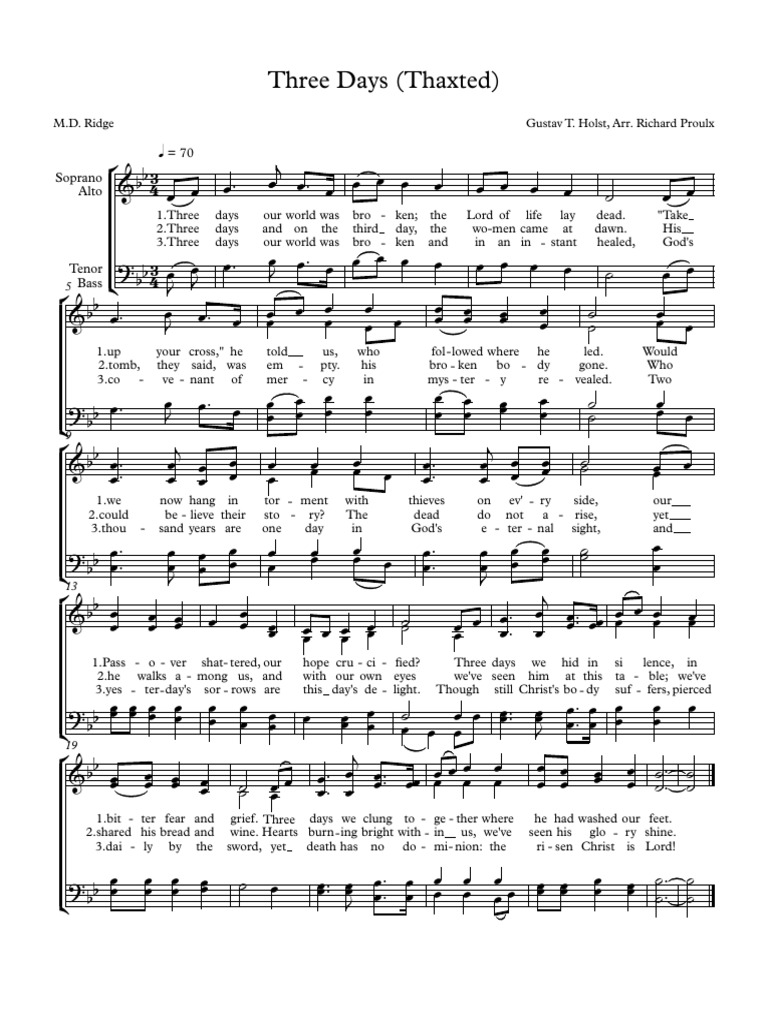 Three Days (Thaxted) SATB | PDF