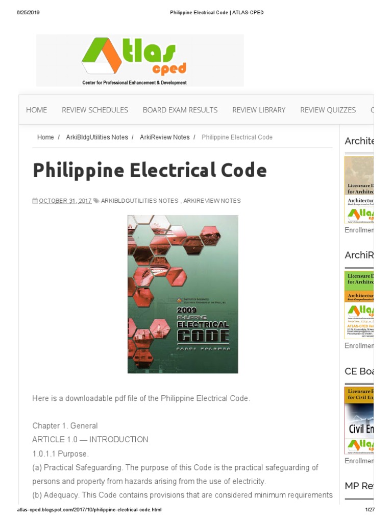 Philippine Electrical Code Overview | PDF | Electrical Wiring | Fuse ...
