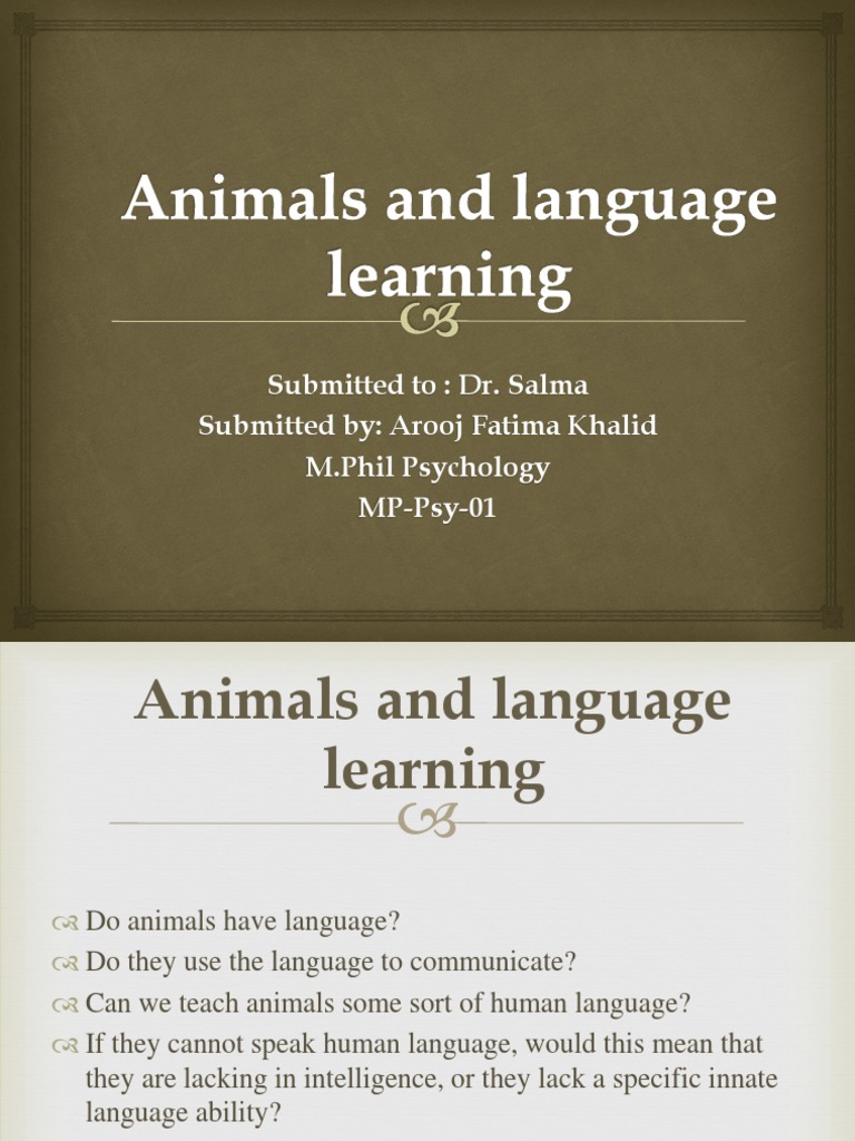 Animals and Language Learning | PDF | Semiotics | Neuropsychology