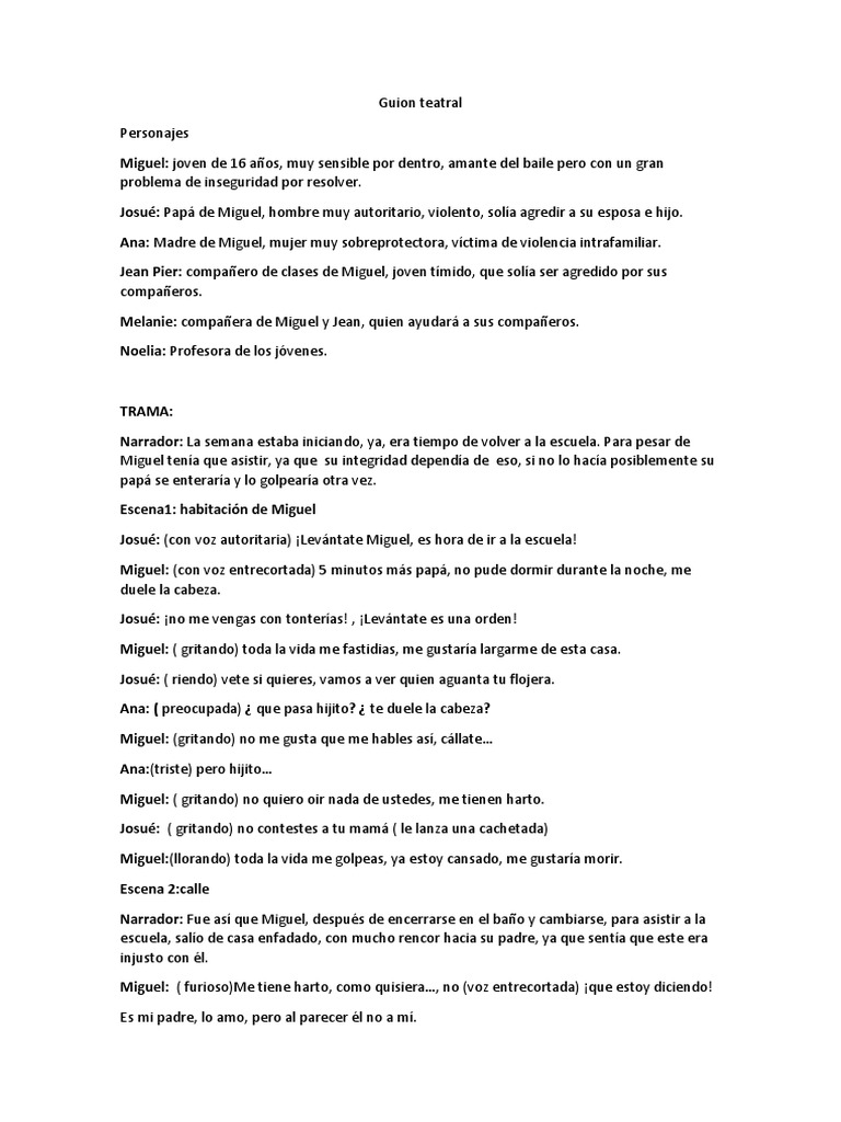 Guion Teatral-Ejemplo | PDF | Violencia