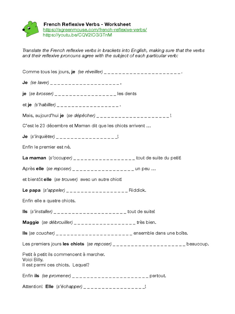 French Reflexive Verbs Worksheet | PDF