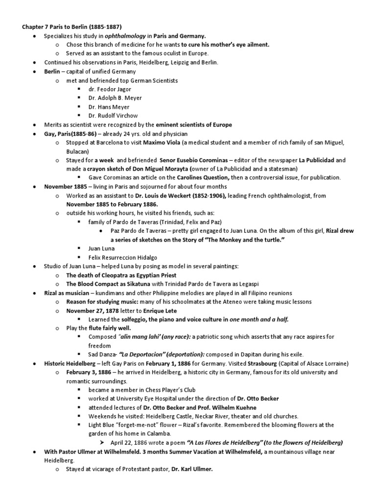 Summary Rizal Chap 7 | PDF