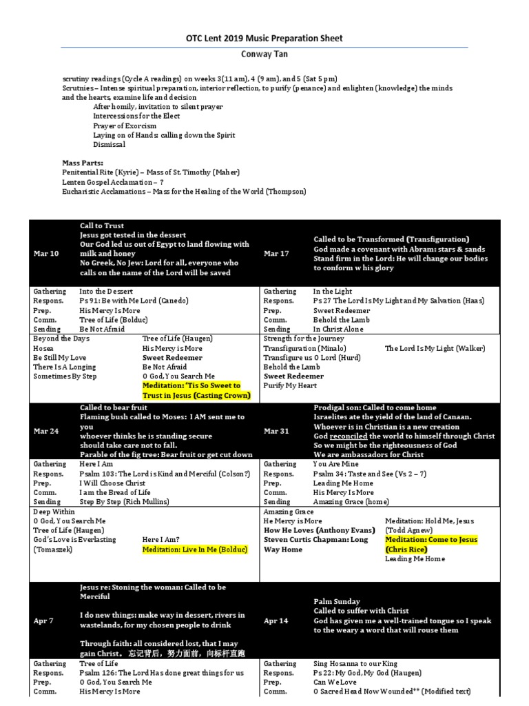 Liturgical Music Lent Year C For Contemporary Choir | PDF | Penance ...