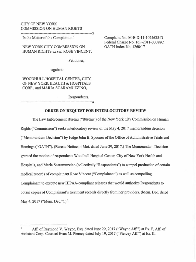 Woodhull Discrimination Request For Interlocutory Review - Redacted ...