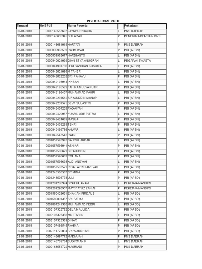Pcare-1000 Data Home Visite | PDF