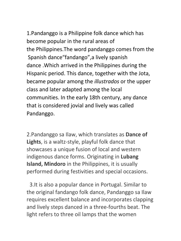 Pandanggo | PDF | Dances | Performing Arts