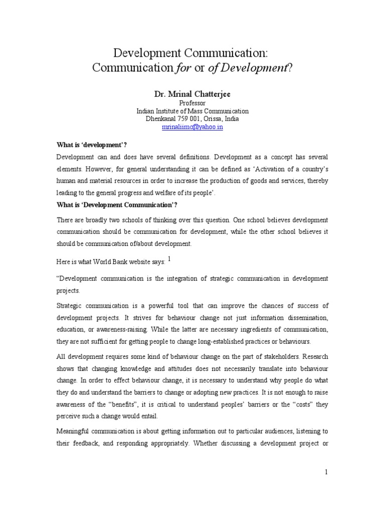Development Communication: Communication for Development, Communication ...