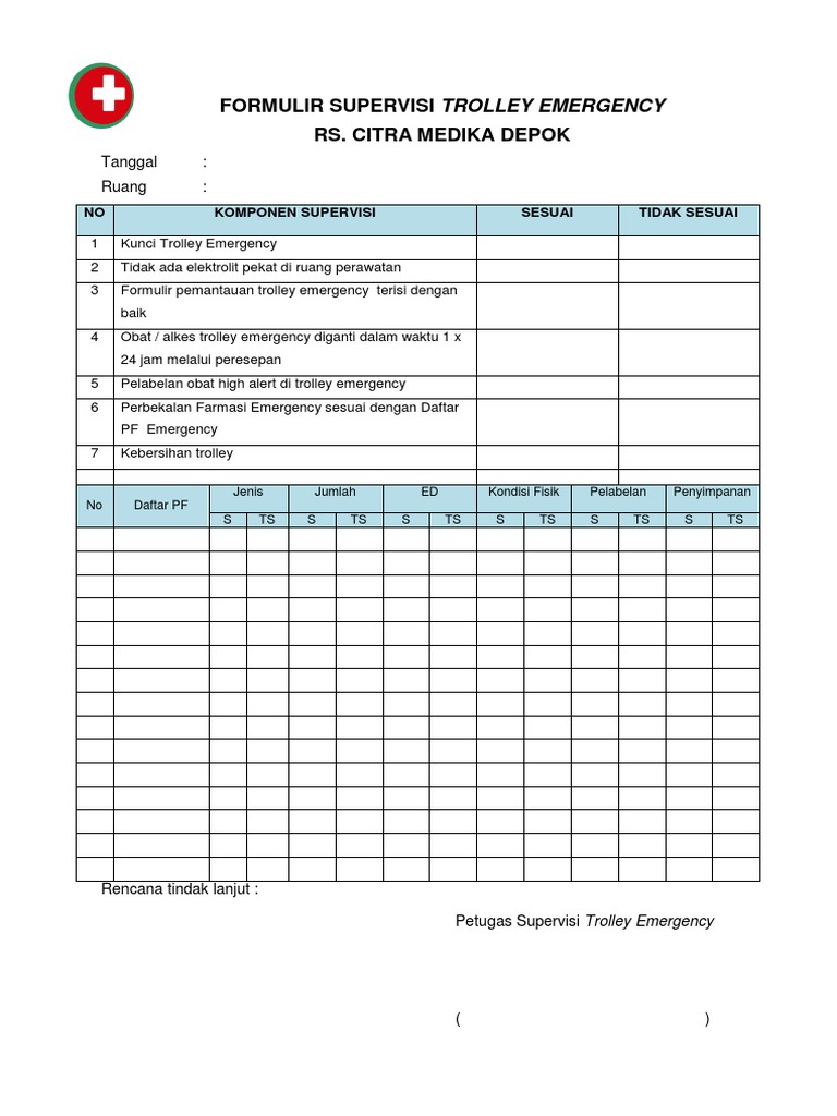 Formulir Pemantauan Troley Emergency | PDF
