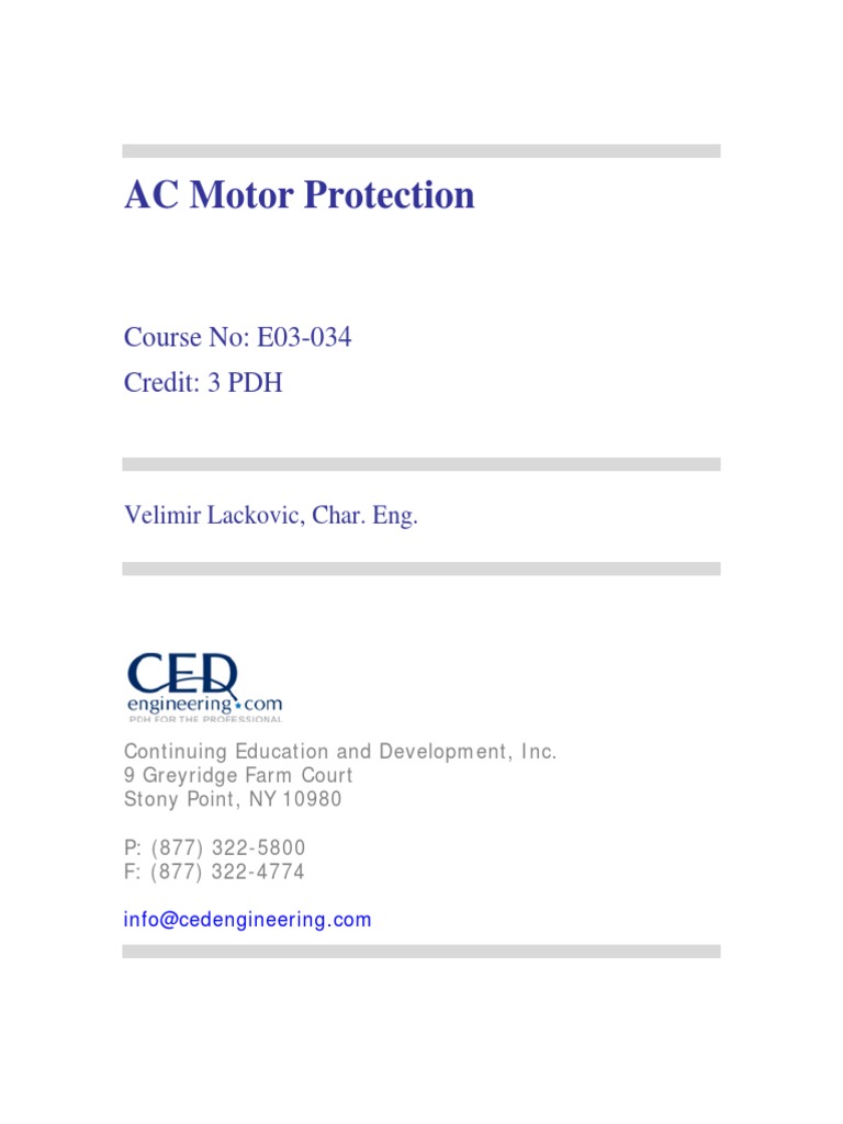 AC Motor Protection | PDF | Electric Motor | Relay