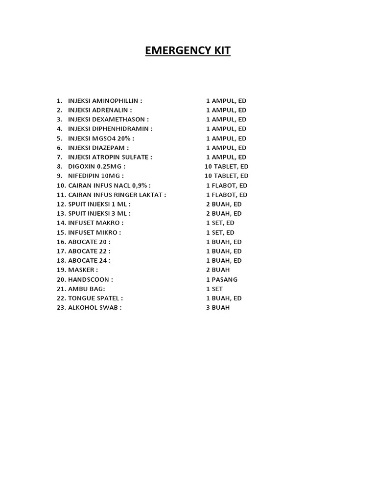 Daftar Emergency Kit | PDF