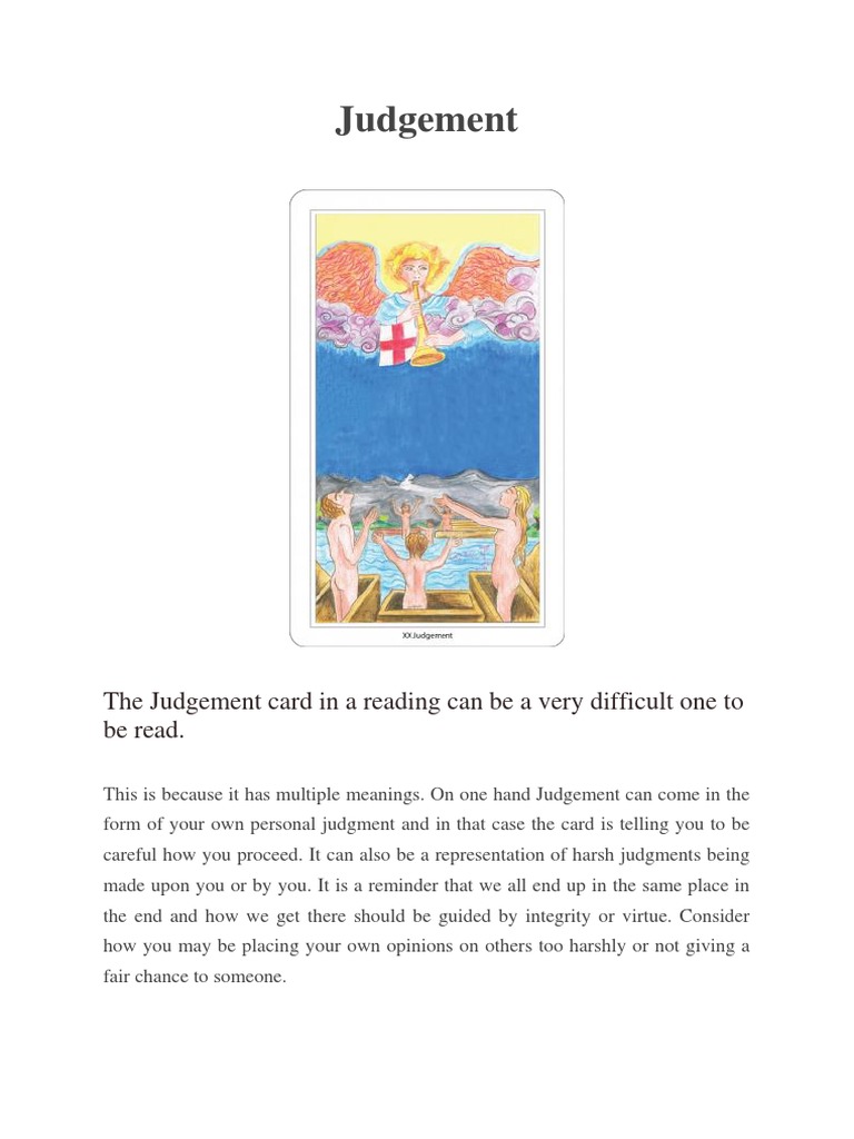 Judgement: The Judgement Card in A Reading Can Be A Very Difficult One ...