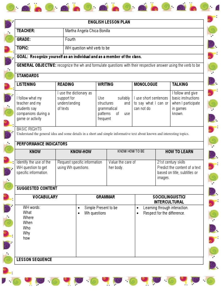 WH Questions Lesson Plan for Kids | PDF | Question | Lesson Plan