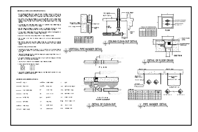 Ceiling Clean-Out Detail Vertical Pipe Hanger Detail: General Notes and ...
