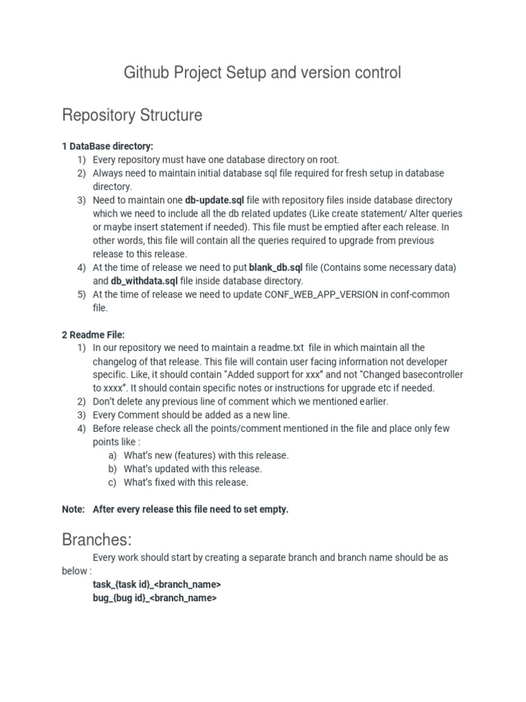 Github Project Setup And Version Control Pdf Databases Sql 