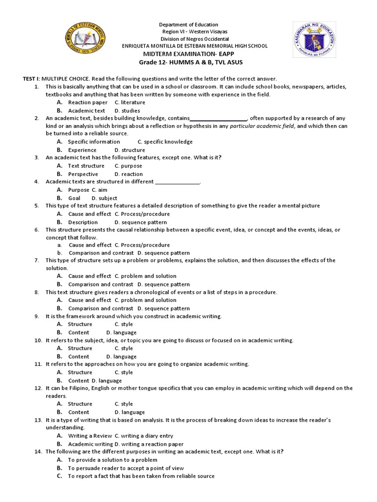 Eapp Exam | PDF | Plagiarism | Causality