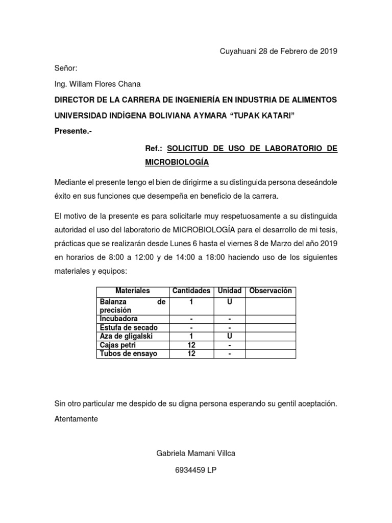 Solicitud de Uso de Laboratorio | PDF | Laboratorios | Naturaleza