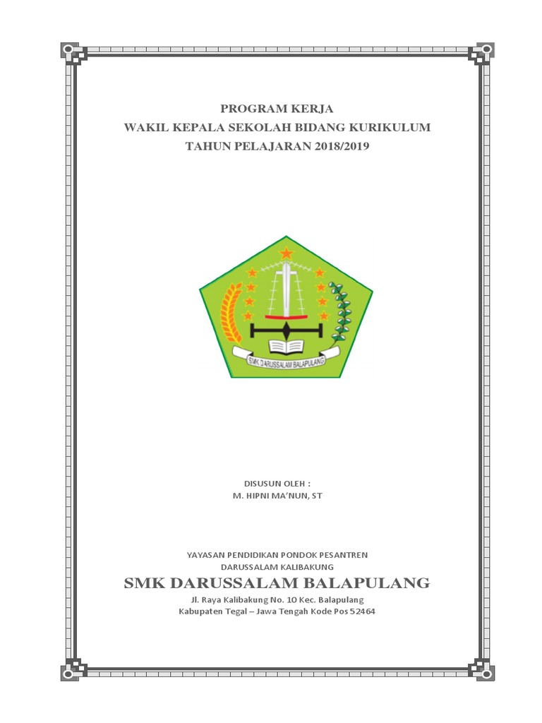 Cover Program Kerja Kurikulum | PDF