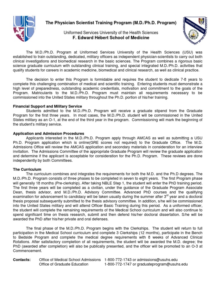 The Physician Scientist Training Program (M.D./Ph.D. Program) | PDF ...