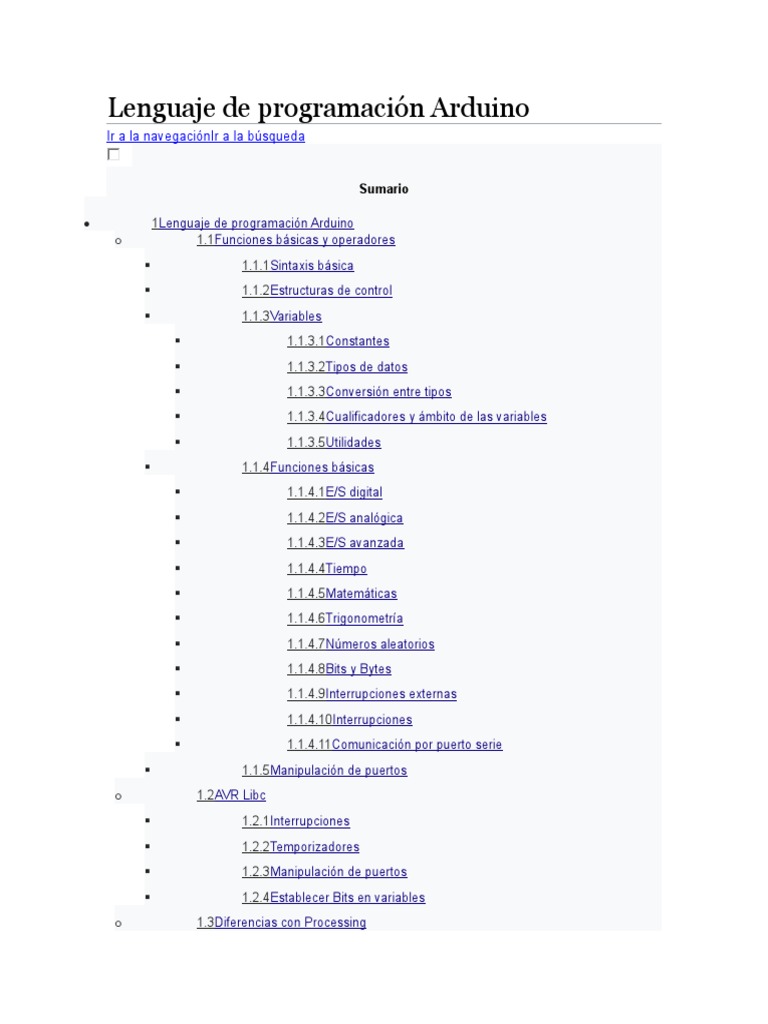Lenguaje de Programación Arduino | PDF | C (lenguaje de programación ...