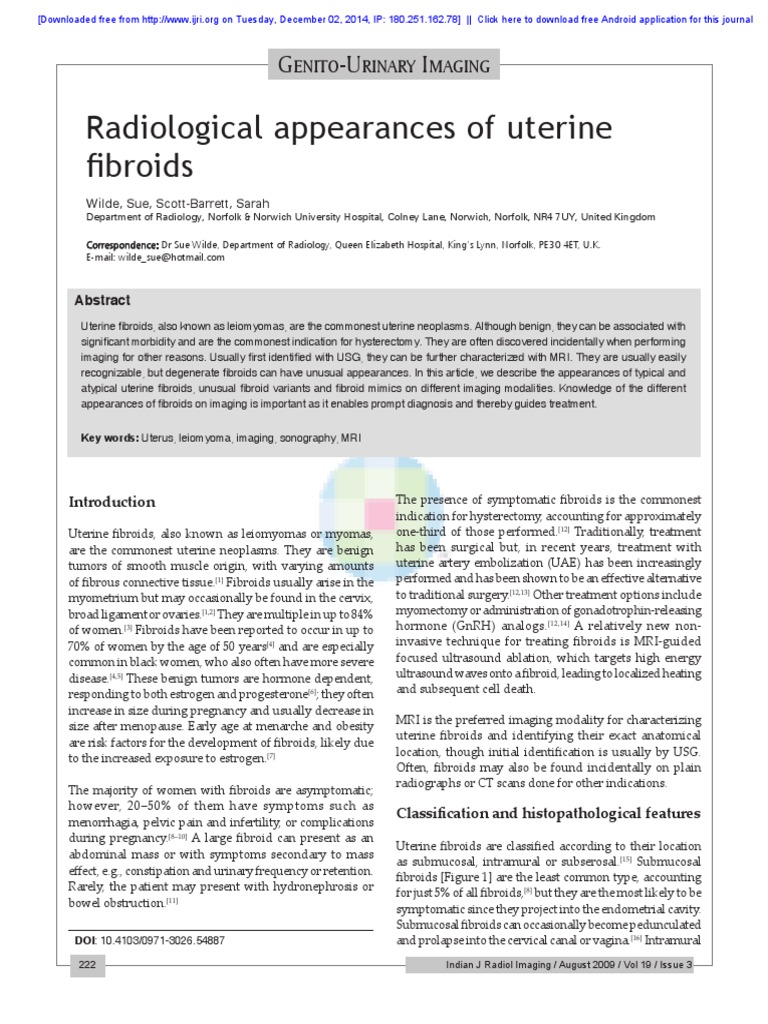 Radiological Appearances of Uterine | PDF | Sexual Anatomy | Mammal ...