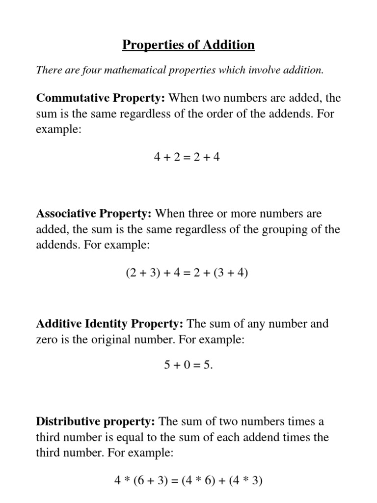 Properties of Addition Word | PDF