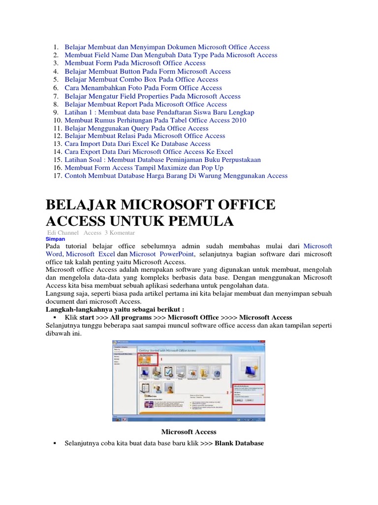 Belajar Microsoft Office Access Pemula | PDF
