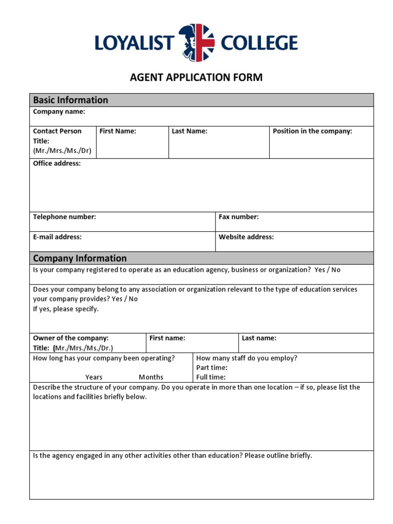 Agent Application Form 2017 2018 | PDF | Business
